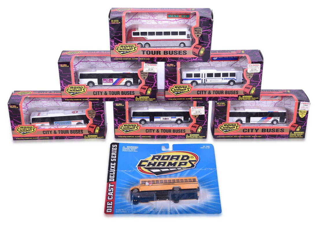 Eight Die Cast Road Champs City & Tour Bus Toys New In Original Package ...