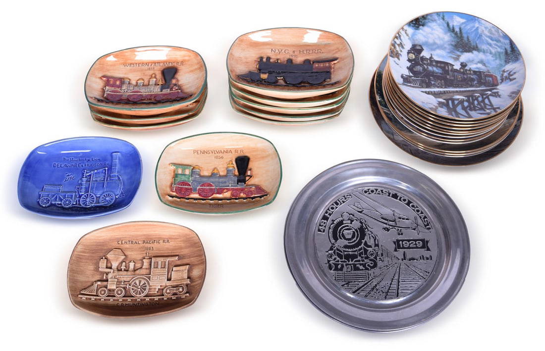Large Group Of Collectible Railroad Train Plates And Plaques ...