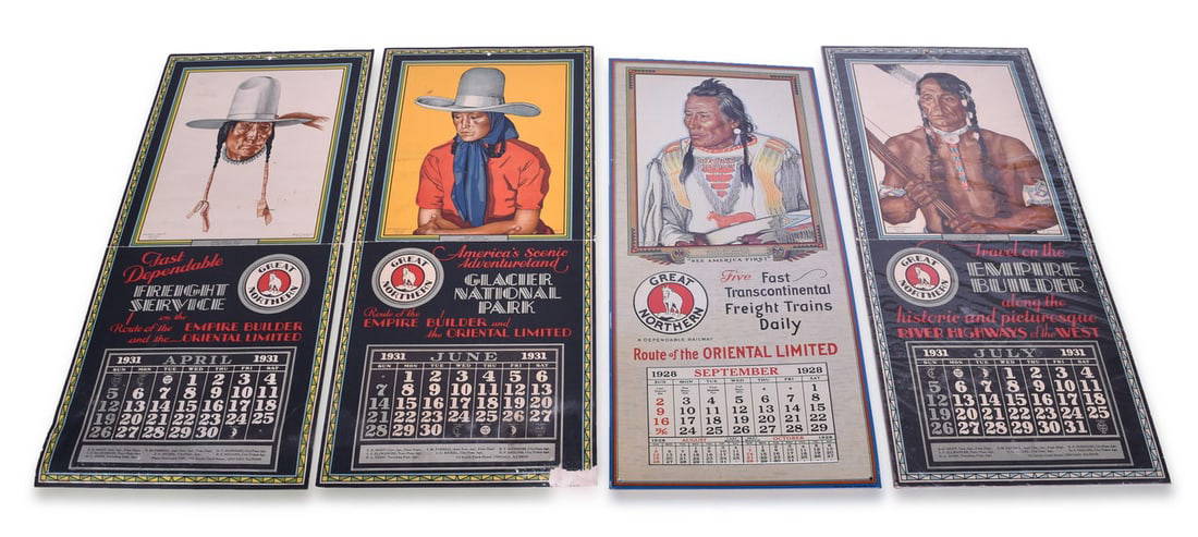 Group Of Great Northern Railway Original 1931 Calendar Signs And 1928 ...