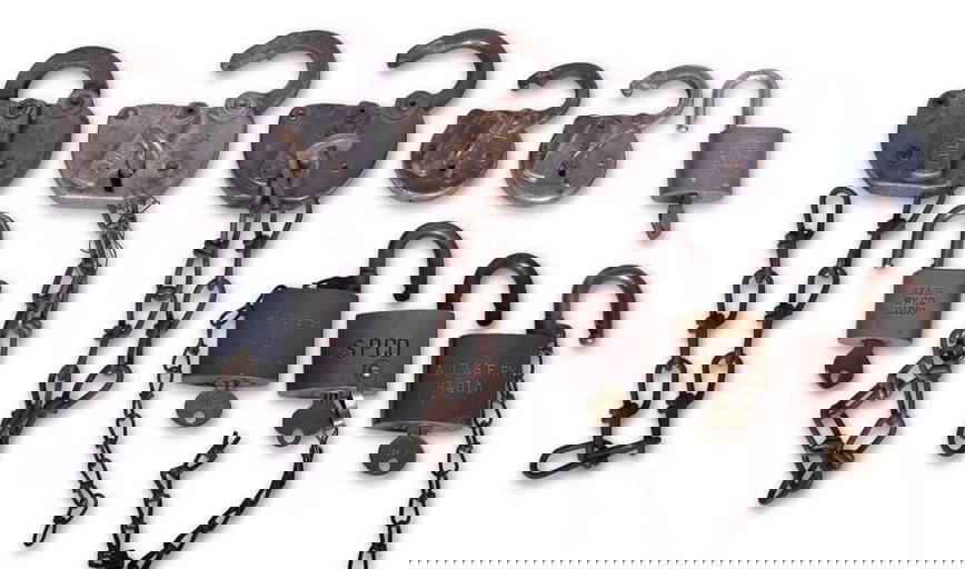 Group Of Ten Western Railroad Locks Atchison, Topeka And Santa Fe ...