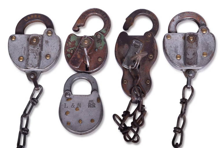 Five Louisville And Nashville And Southern Railway Steel Locks