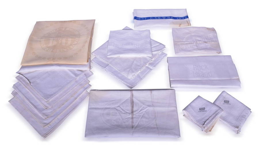 Sixteen Railroad Dining Car Linens Rock Island, New York Central ...