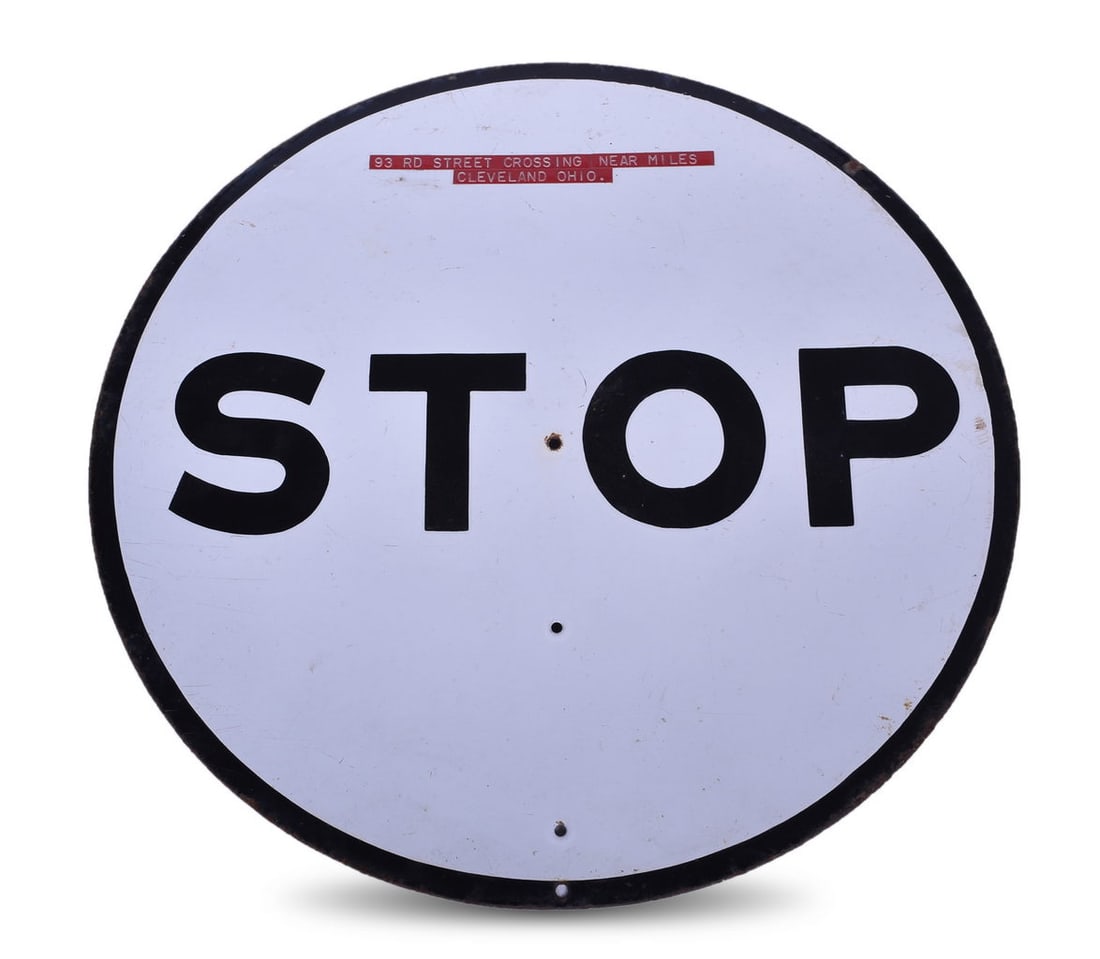 Porcelain Double Sided Railroad Crossing Guard / Watchman Round Stop ...