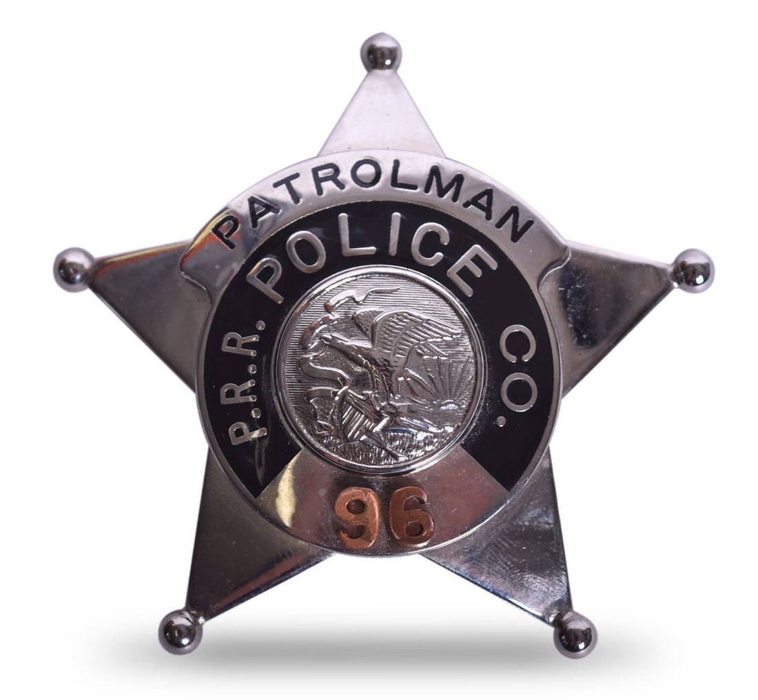 Pennsylvania Railroad Police Patrolman Badge #96 Auction