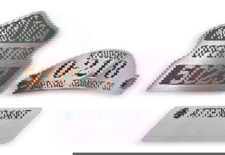 Three Operator/attendant Badges Mabstoa, Capital Transit Co., And Santa ...