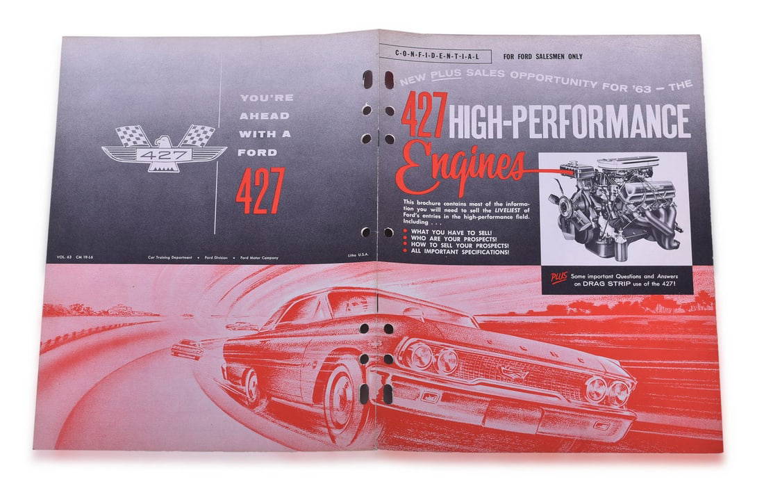 1963 Ford Confidential High Performance 427 Engines Brochure Auction