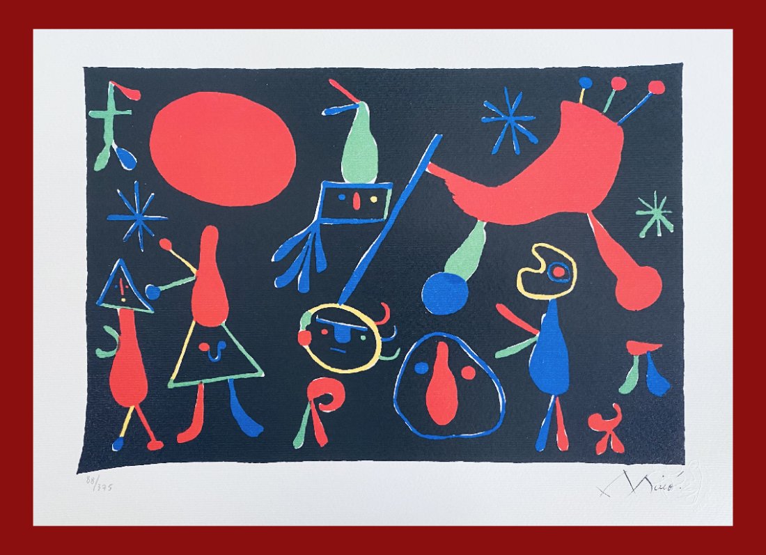 Joan Miro - Characters On Black Background Auction