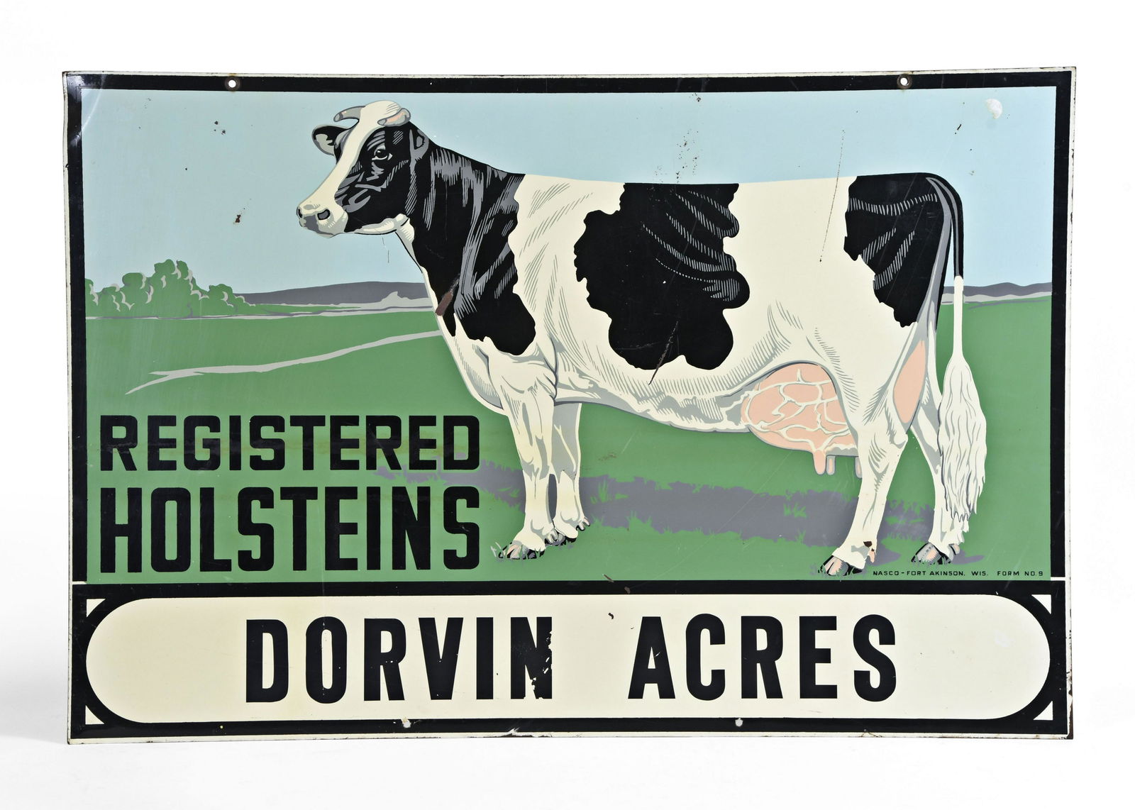 A Mid 20th Century Two Sided Registered Holsteins Sign