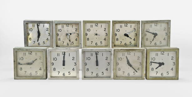 Seven Art Deco Slave Clocks With Mercer Movements