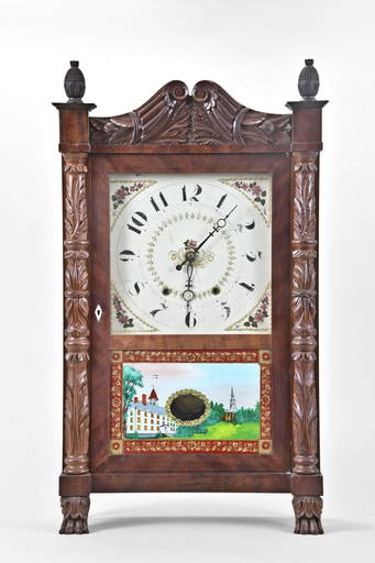 Mark Leavenworth Carved Column & Splat Shelf Clock