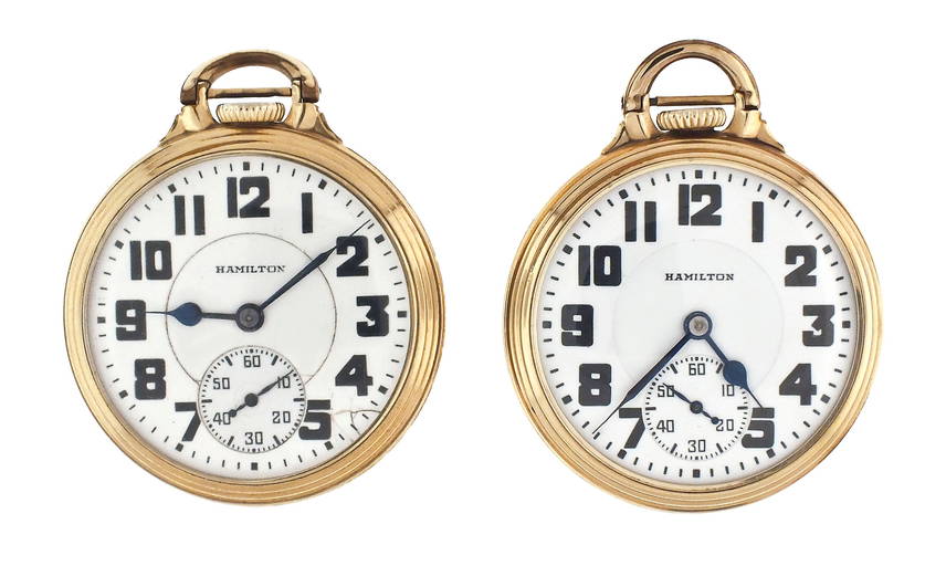 A lot of two Hamilton 992E pocket watches (#0249) on Apr 02, 2022 ...