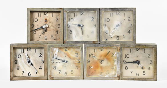 Seven Art Deco Slave Clocks With Mercer Movements