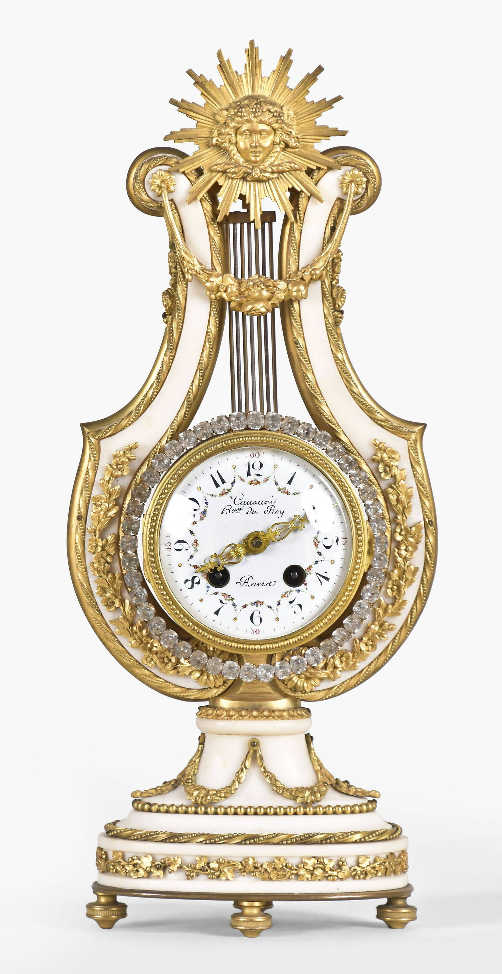 French Lyre Form Mantel Clock Auction