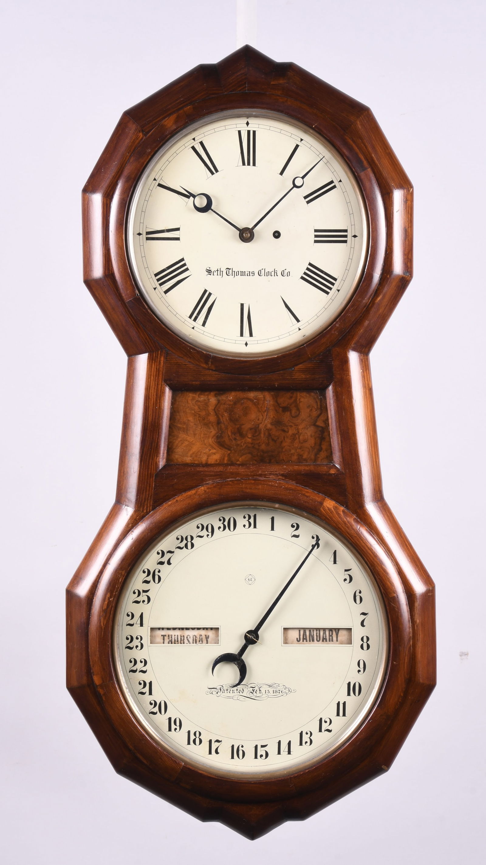Seth Thomas Office Calendar No. 1 Double Dial Hanging Calendar Clock ... Seth Thomas Office Calendar No. 1 Double Dial Hanging Calendar Clock ...