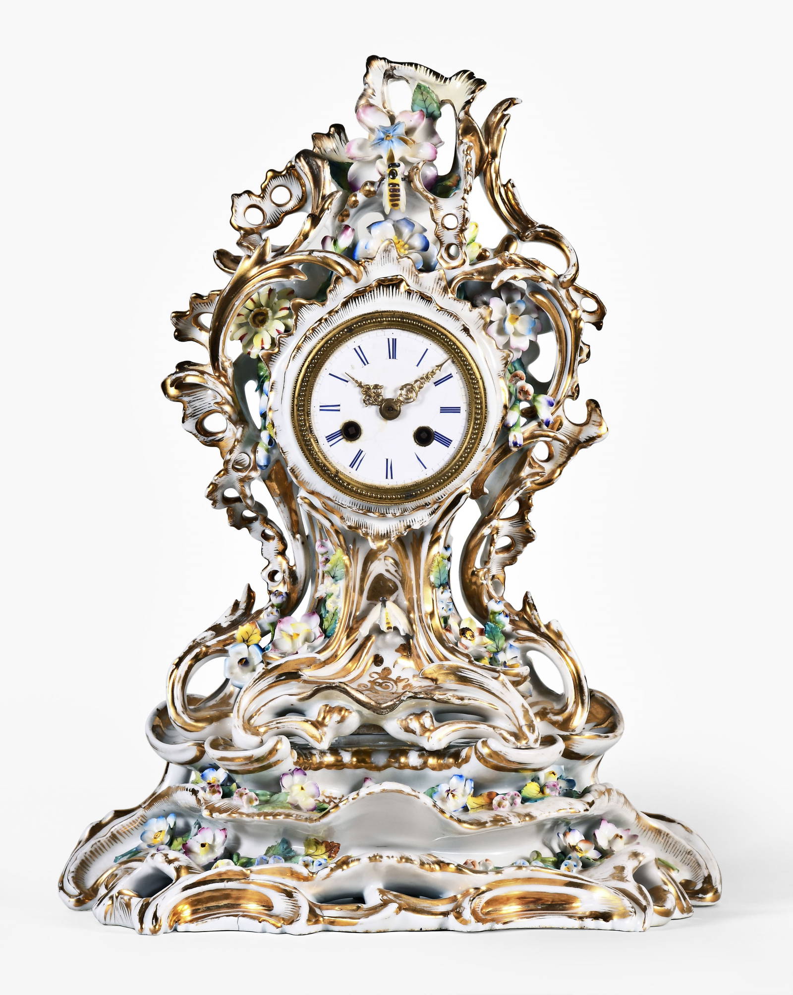 French Porcelain Mantel Clock With Elaborate Rococo Porcelain Case Auction