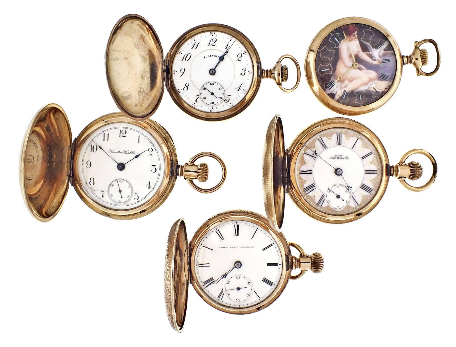 A Lot Of Five American Pocket Watches Auction