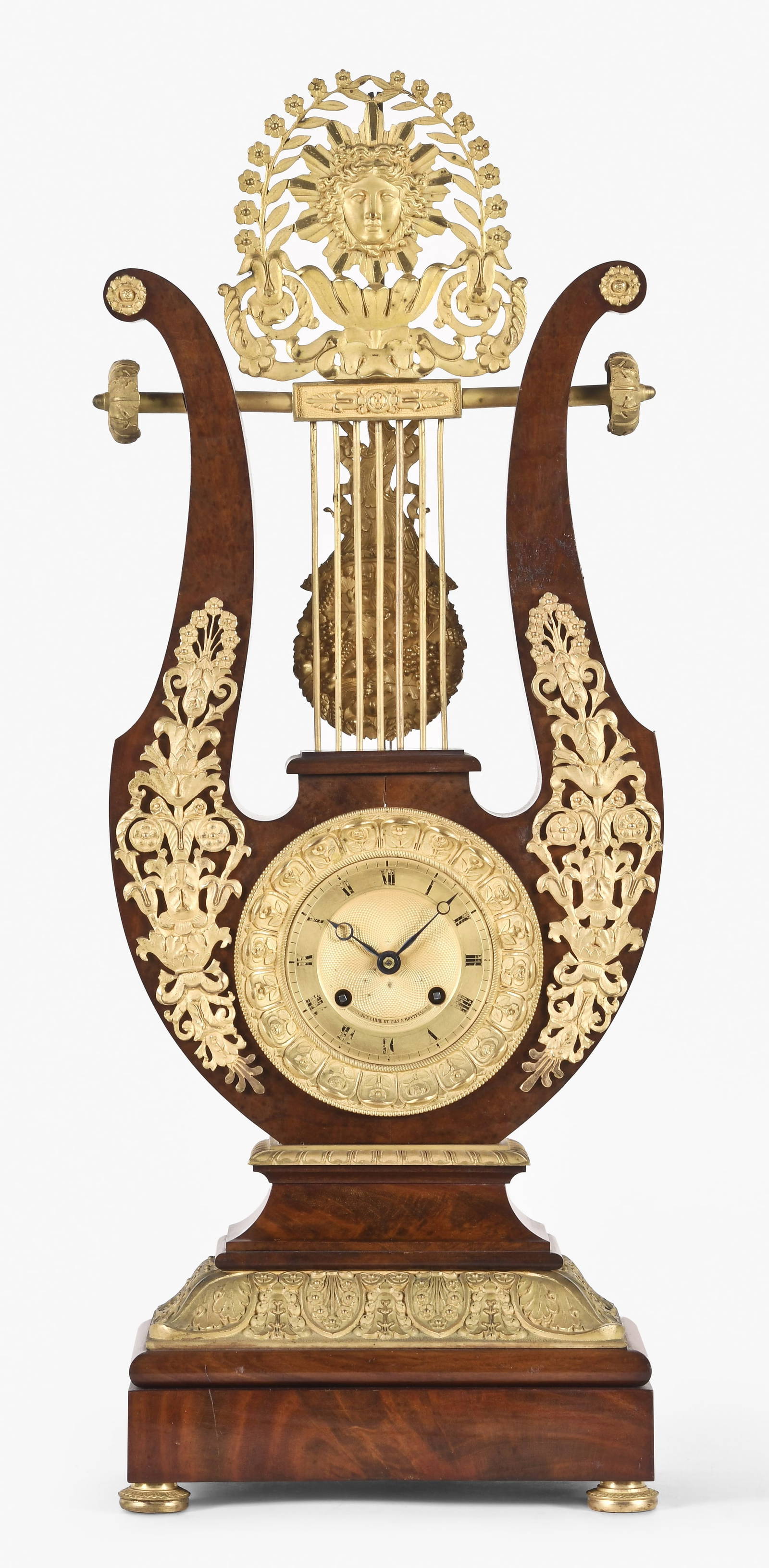 A Good Early 19th Century French Lyre Form Mustery Clock Signed Bouchet ...