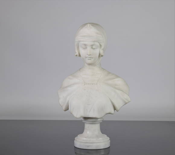 Bust Of A Young Woman In Marble Signed Carly