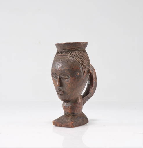 Kuba DRC wooden tankard decorated with a head. (#0327) on Oct 16, 2022 ...