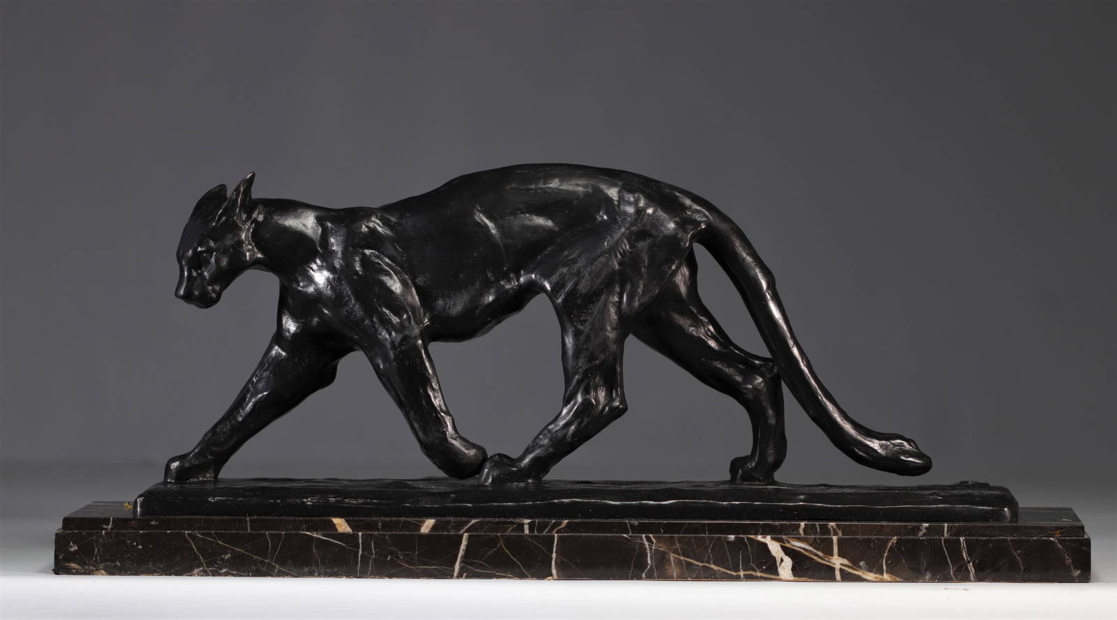 Alberic Collin (1892 - 1967) Sculpture "panther" In Black Auction