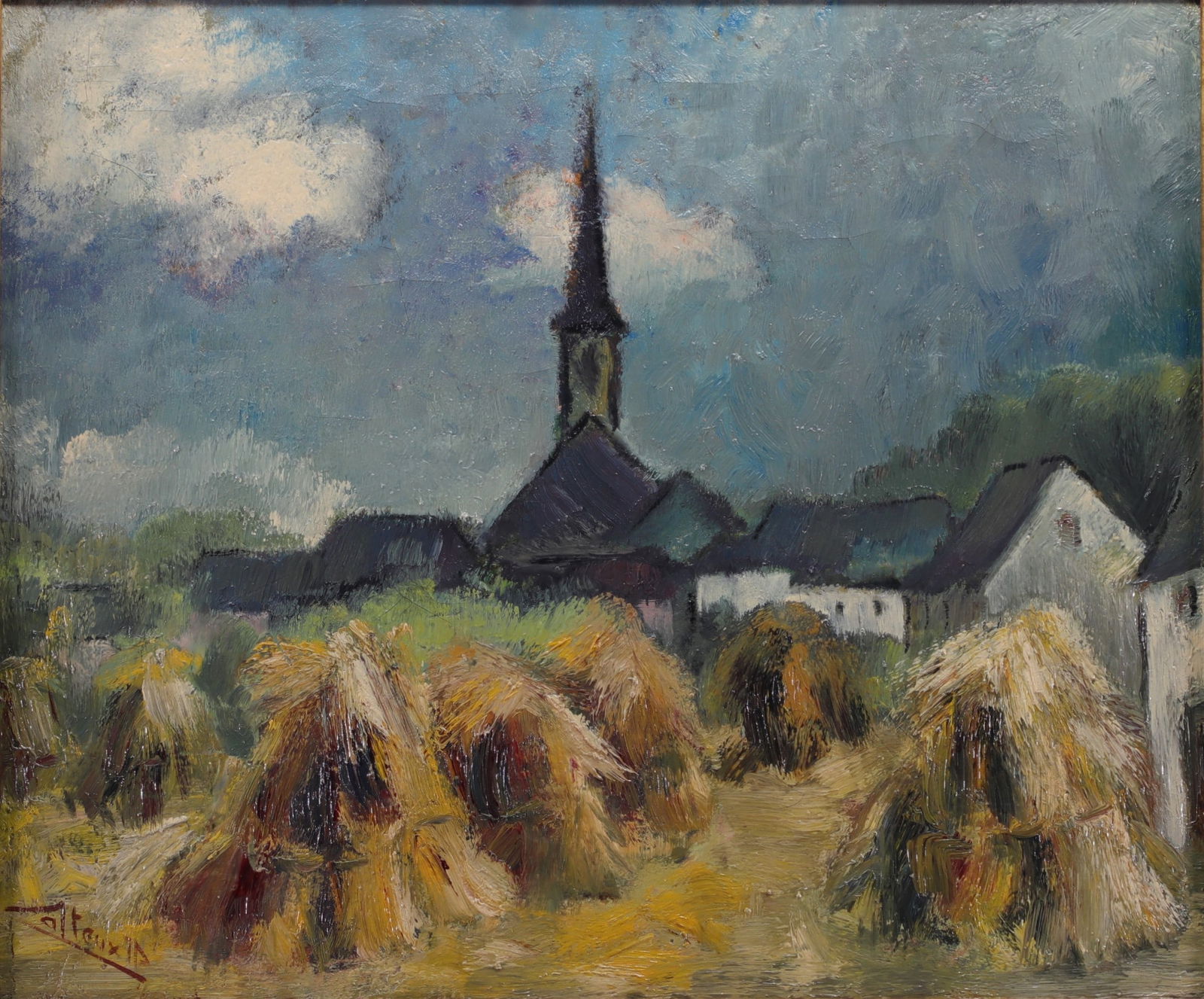 Jean Pierre Calteux (1911 1983) Oil On Canvas "les Meules" Including ...