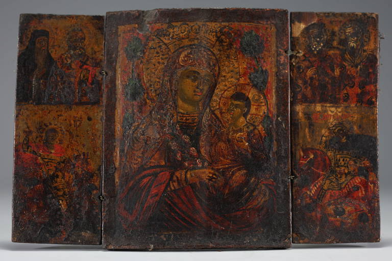 Greek Orthodox Icon In Triptych, 18th Century (?)