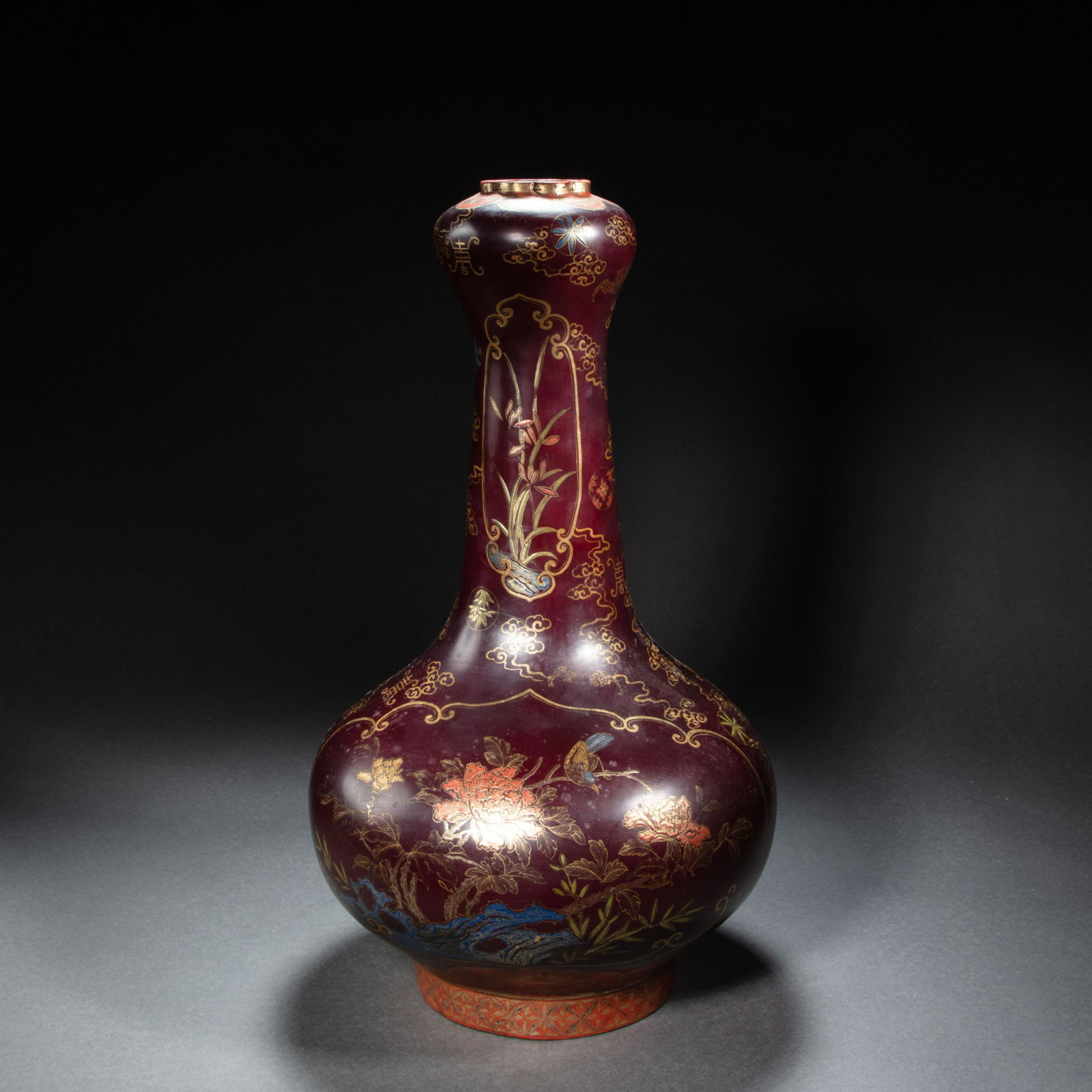 Chinese Lacquerware Garlic Bottle, Qing Dynasty