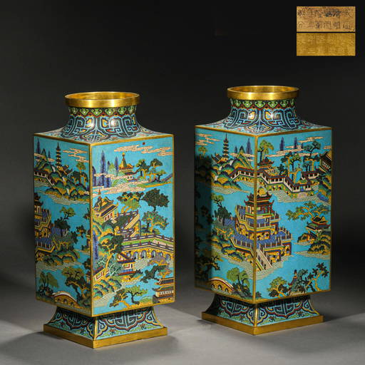 A PAIR OF CHINESE QING DYNASTY QIANLONG COPPER TIRE JINGTAI BLUE SQUARE BOTTLES - Dec 02, 2022 ...