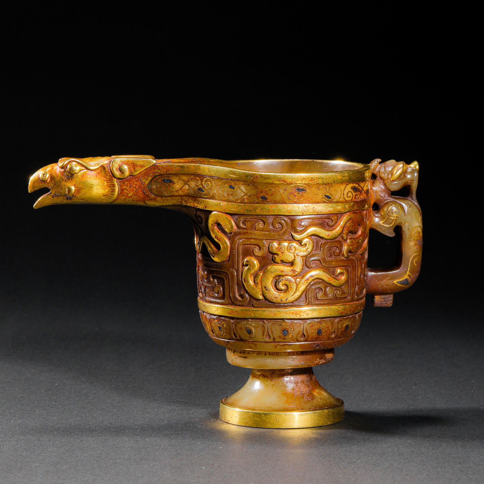 Hetian Jade Inlaid With Gold Cup, Han Dynasty, China