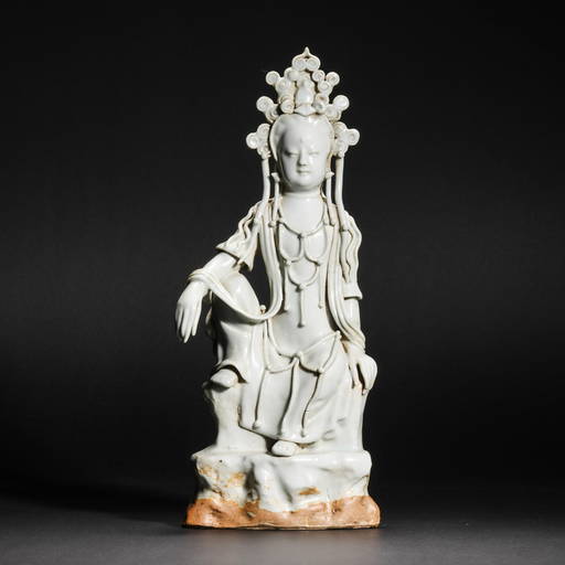 Hutian Ware Green Glaze Guanyin Sitting Statue, Song Dynasty, China