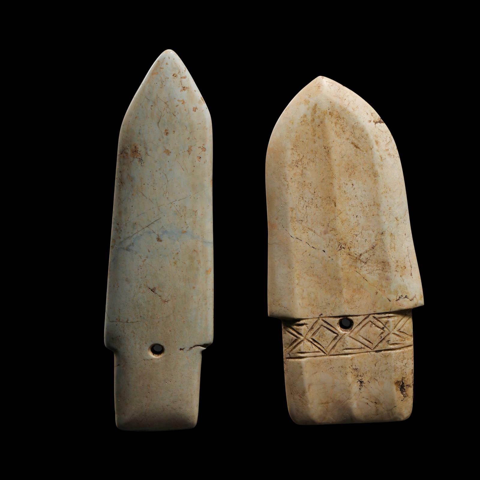 A Pair Of Chinese Neolithic Period Hongshan Culture Chicken Bone And ...
