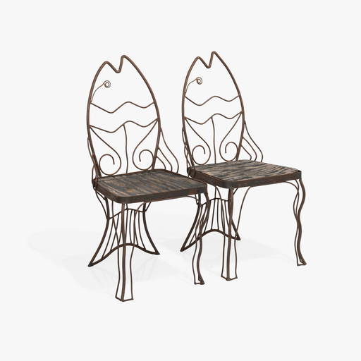 Vintage Iron Fish Chairs