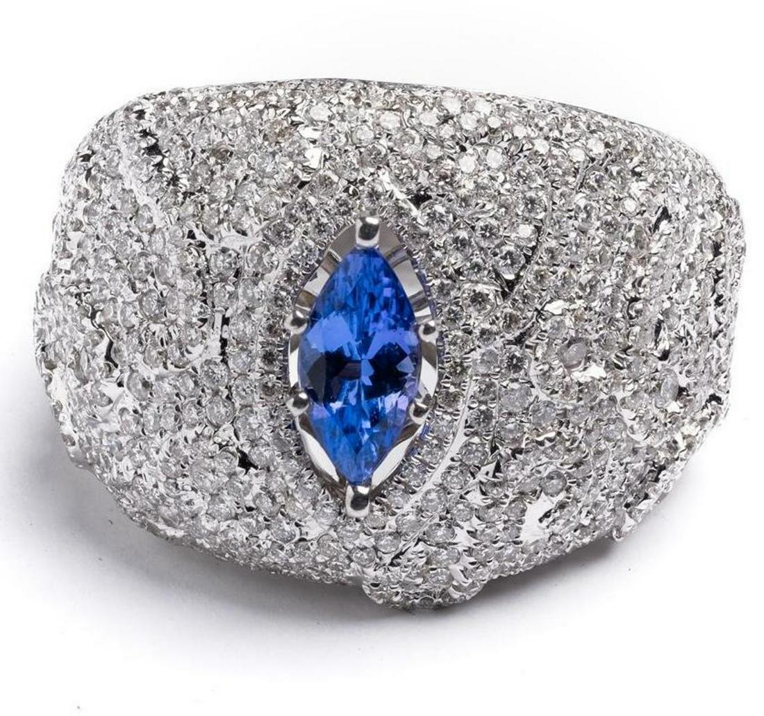 Michael Christoff 18k Gold Diamond Tanzanite Ring