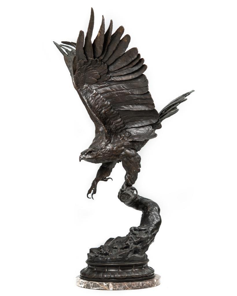 Jules Moigniez, 31" High Bronze Sculpture of Eagle (#0232) on Feb 05 ...