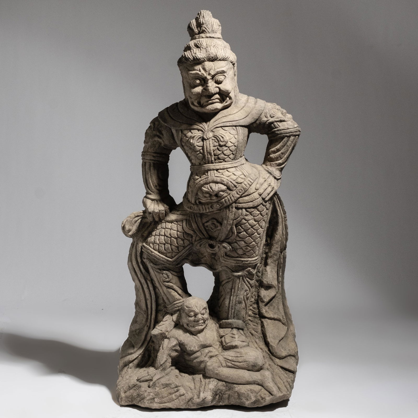 Impressive Ancient Chinese Old Stone Carved Temple Guardian