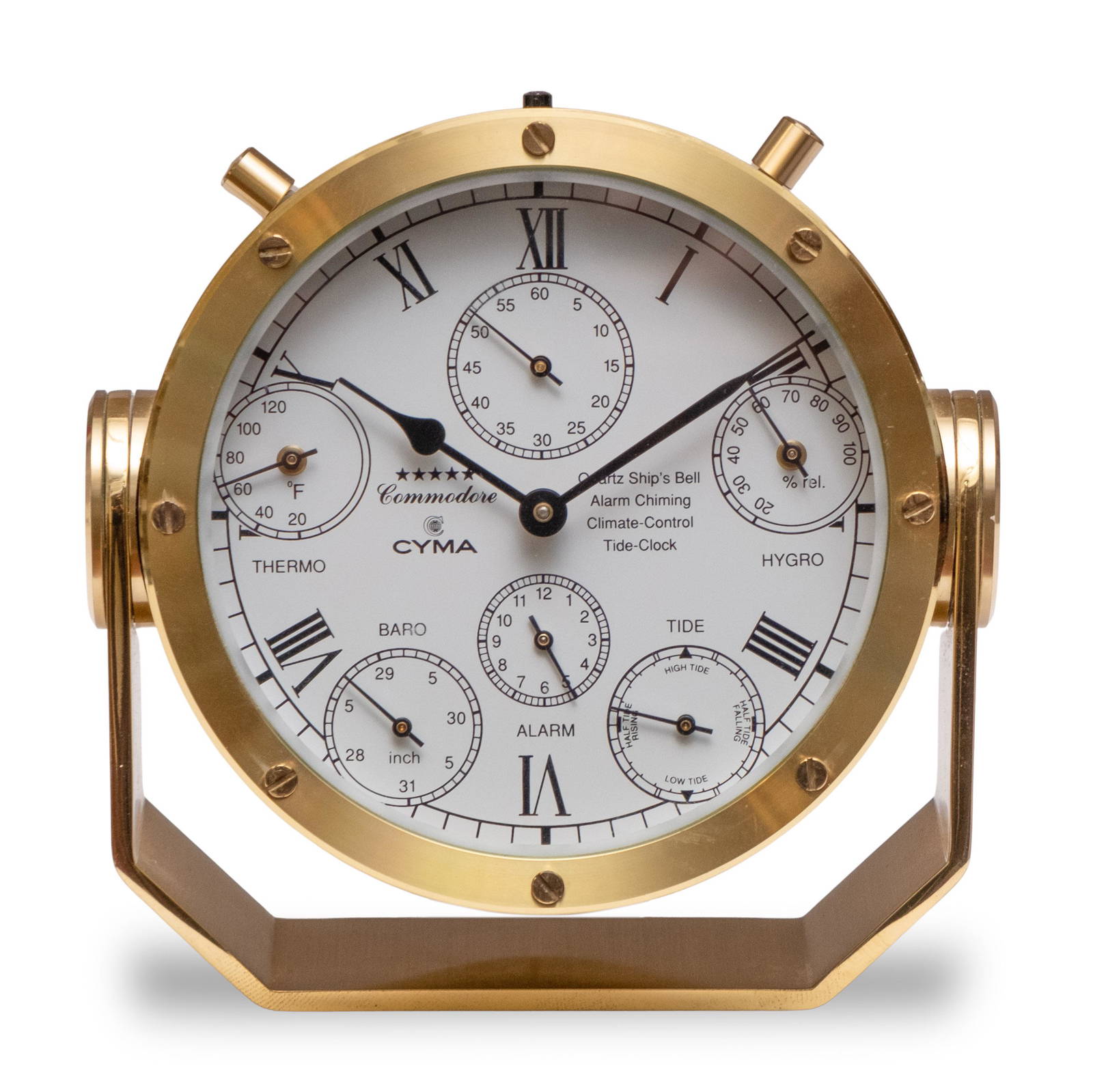 Cyma Commodore Brass Ship's Bell Tide Clock Auction