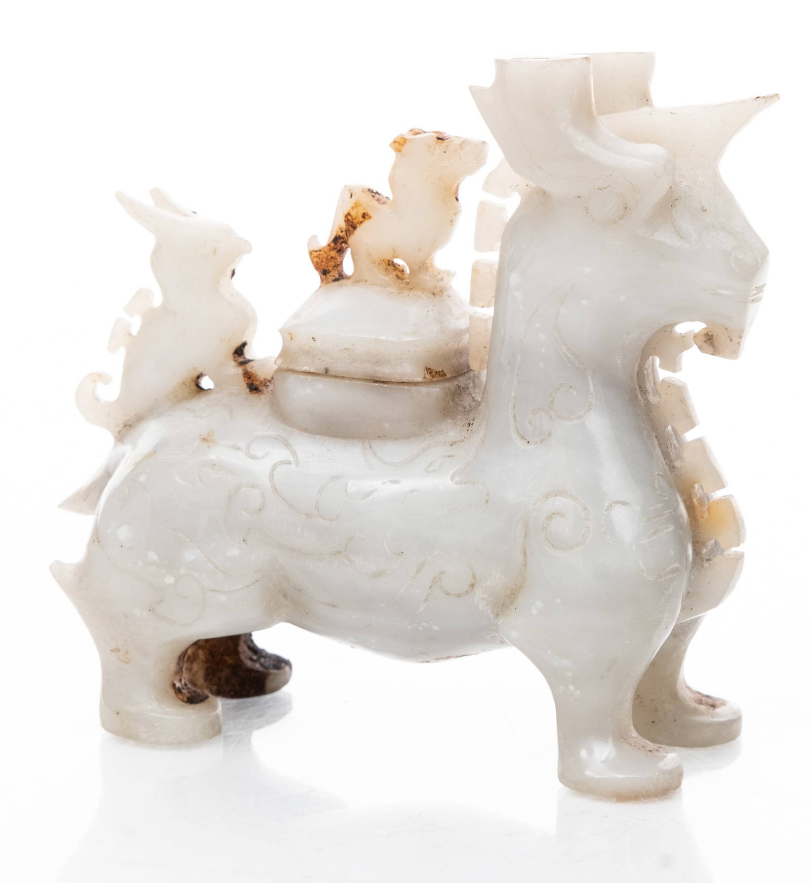 18th Century Chinese Carved Jade Beast Censer Auction