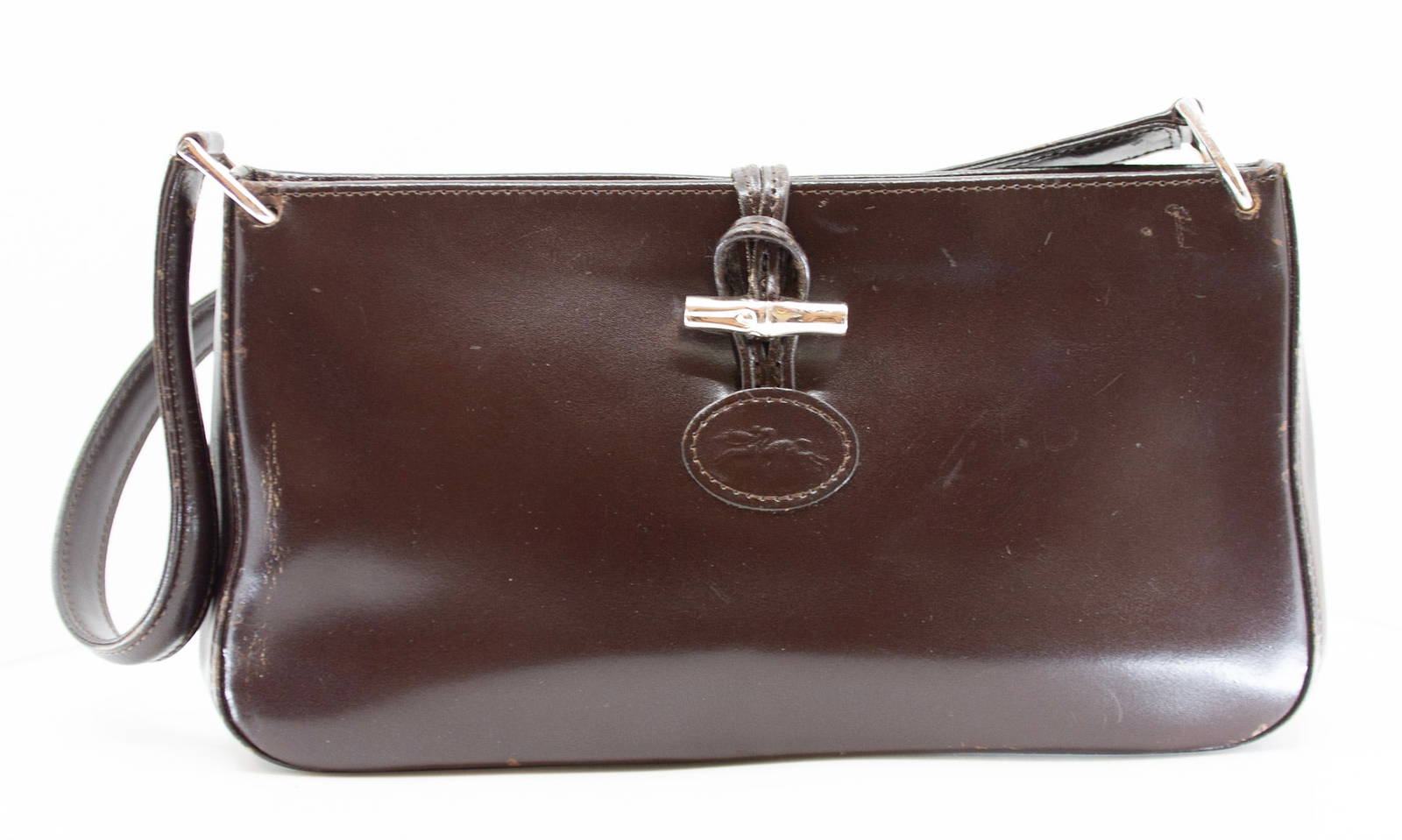 Longchamp Chocolate Brown Leather Shoulder Bag Auction