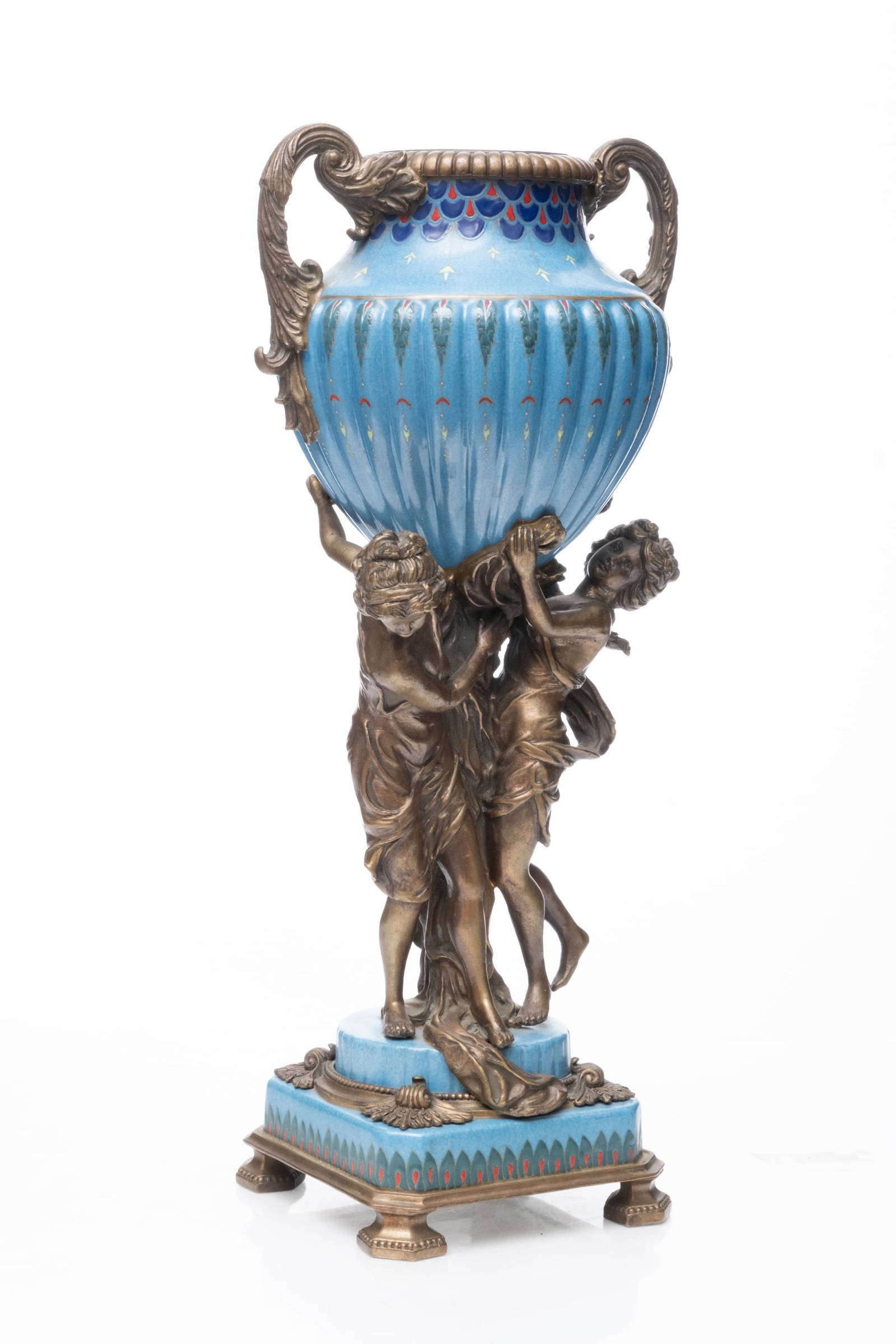 William Lowe Porcelain & Bronze Figural Centerpiece. Signed Wl 1895 Auction