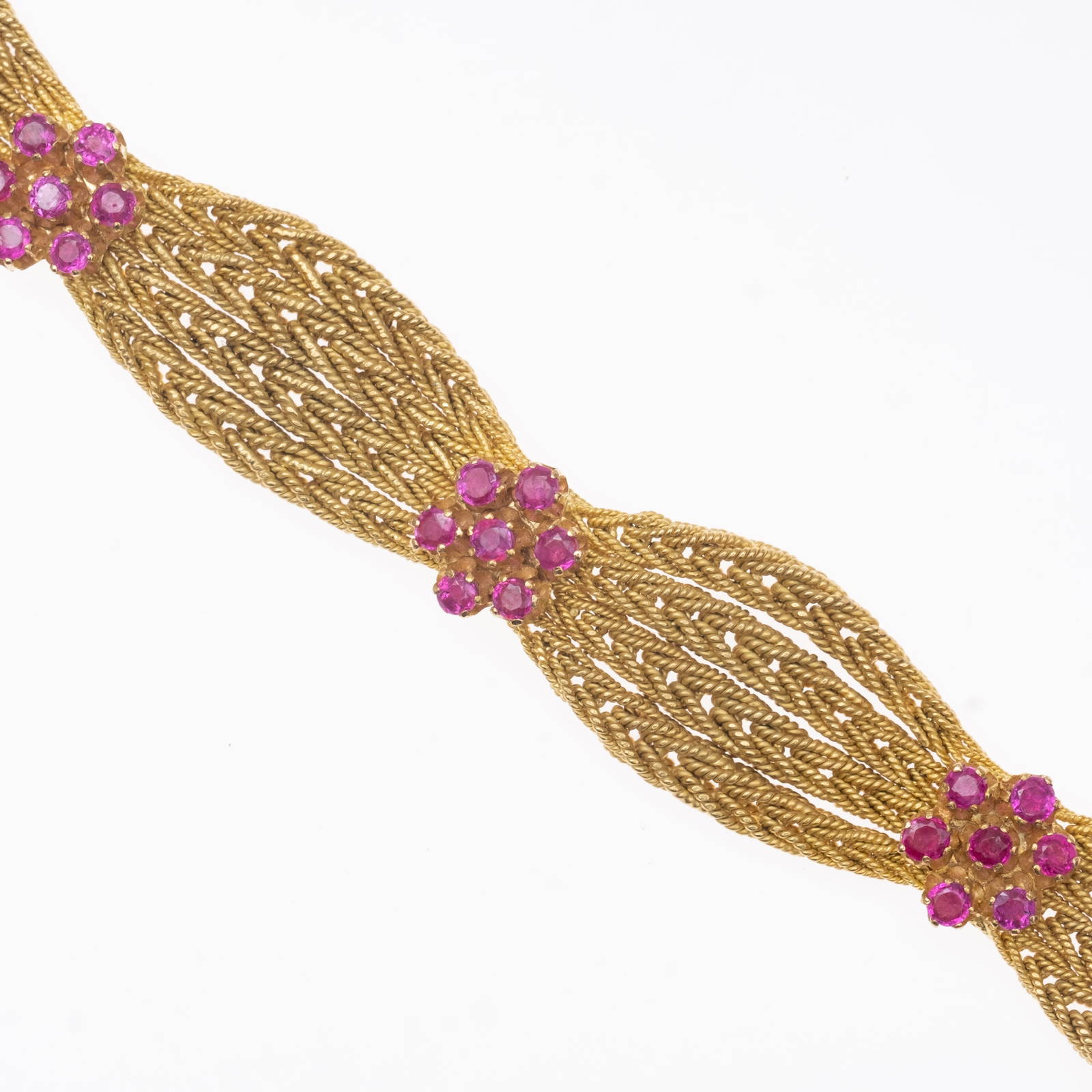 Vintage 18k Gold Ruby Weave Bracelet With Appraisal Letter Auction