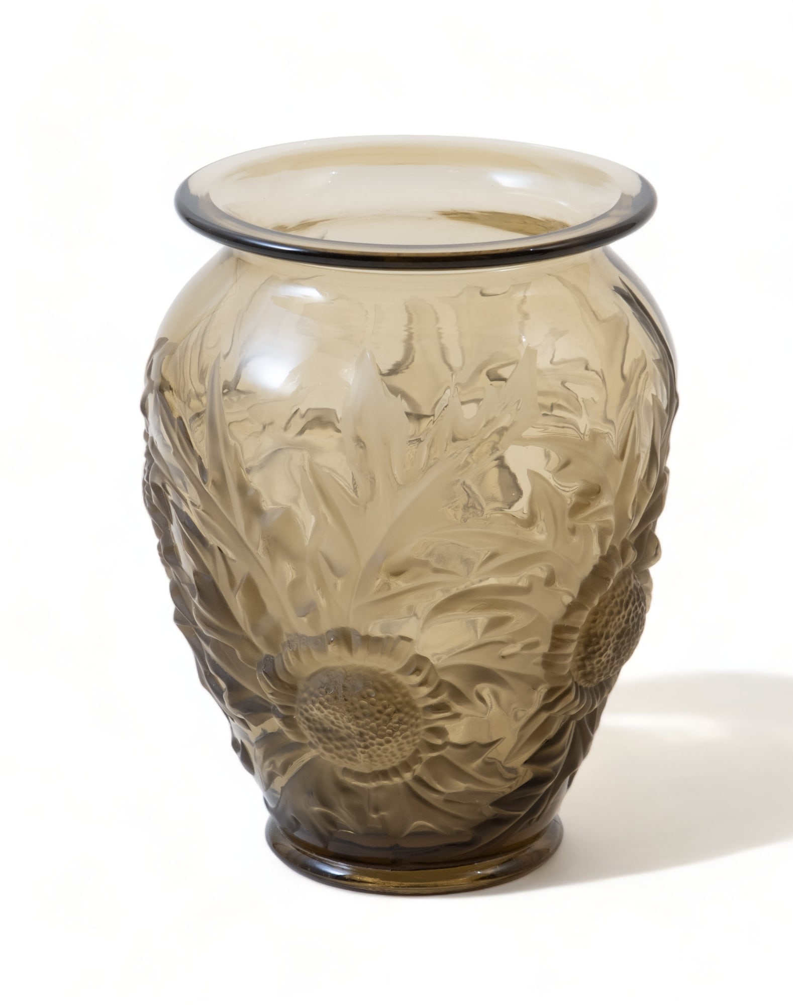 Verlys Art Deco Signed Molded Grey Art Glass Vase Auction