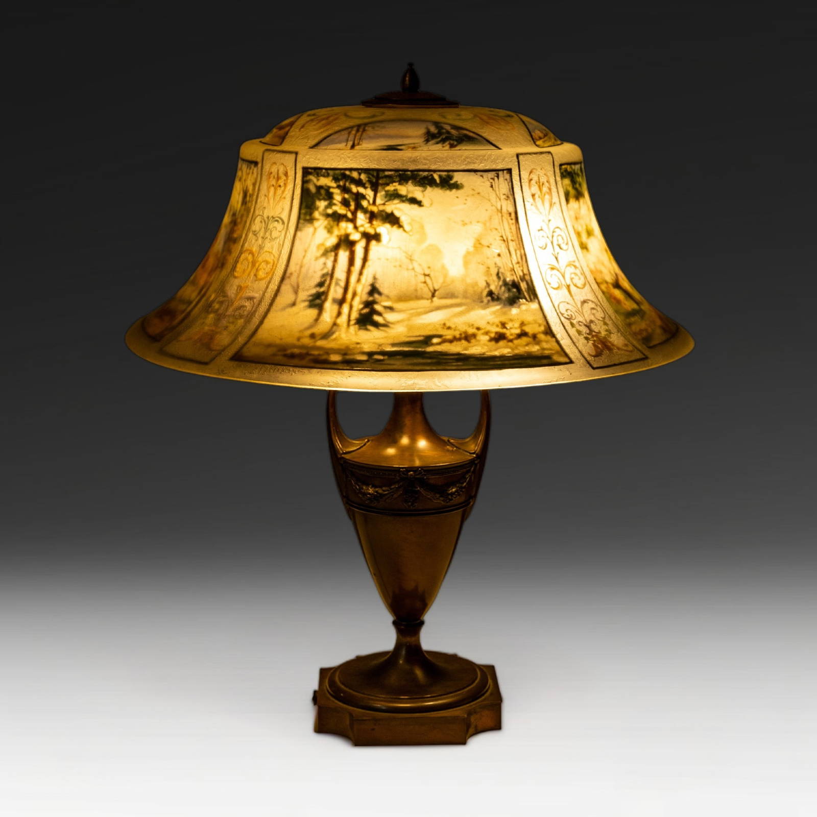 Signed Pairpoint Antique Reverse Painted Lamp Auction