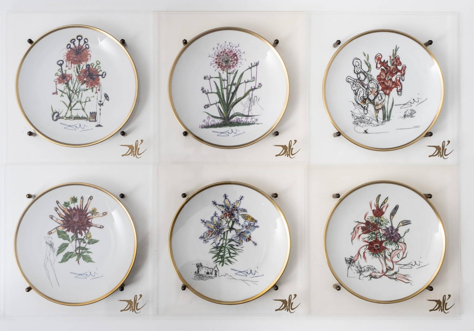 Set Of 6 Salvador Dali Signed Framed Limited Edition Porcelain ...
