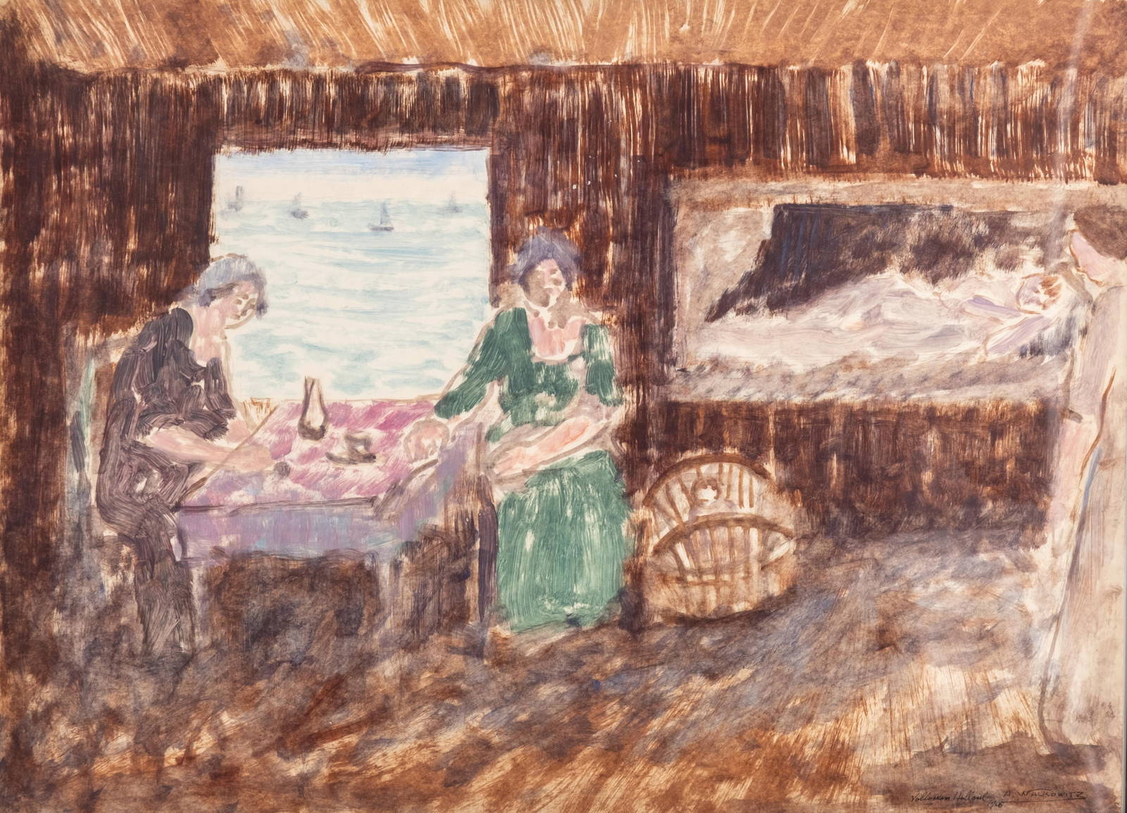 Abraham Walkowitz Gouache Painting, Early 20th Century, Signed Auction