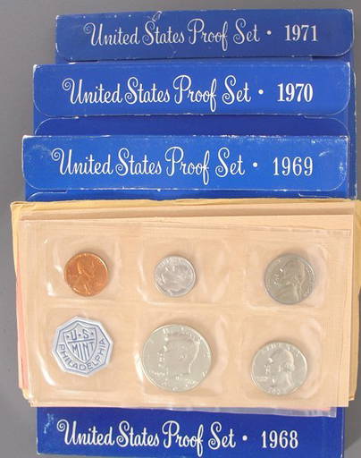 5 Proof Sets, 1964, 1968, 1969, 1970, 1971