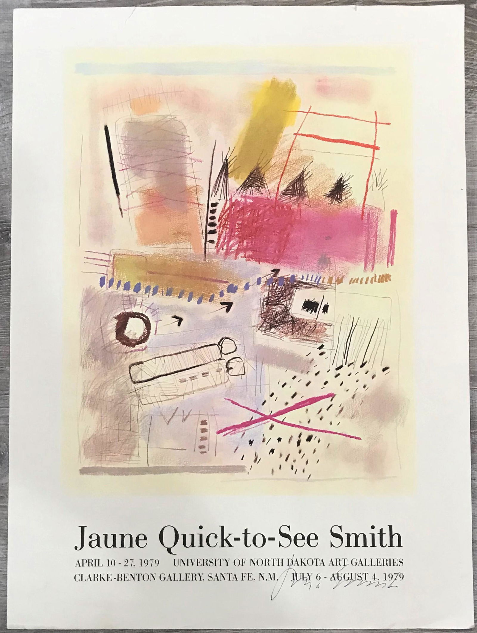 Jaune Quick To See Smith, (1940 ) Signed Exhibition Poster, 1979.