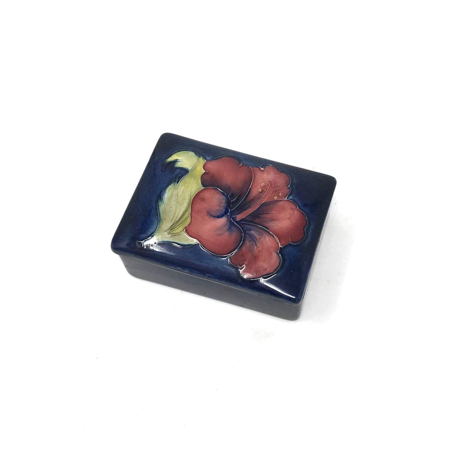 Moorcroft Art Pottery Covered Trinket Box, C. 1950's. Auction