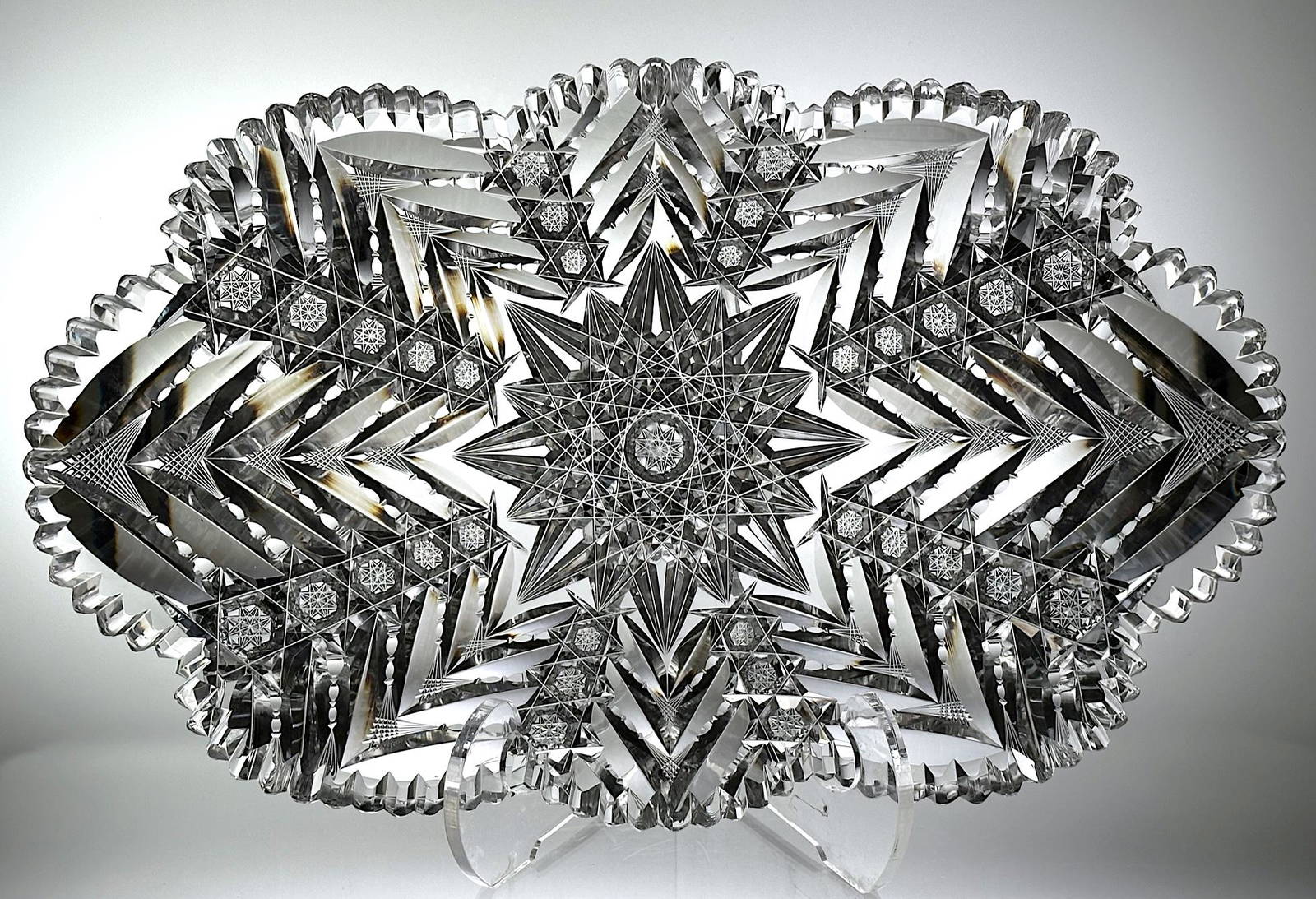 Very Rare Signed Libbey Herringbone Cut Glass Tray Auction