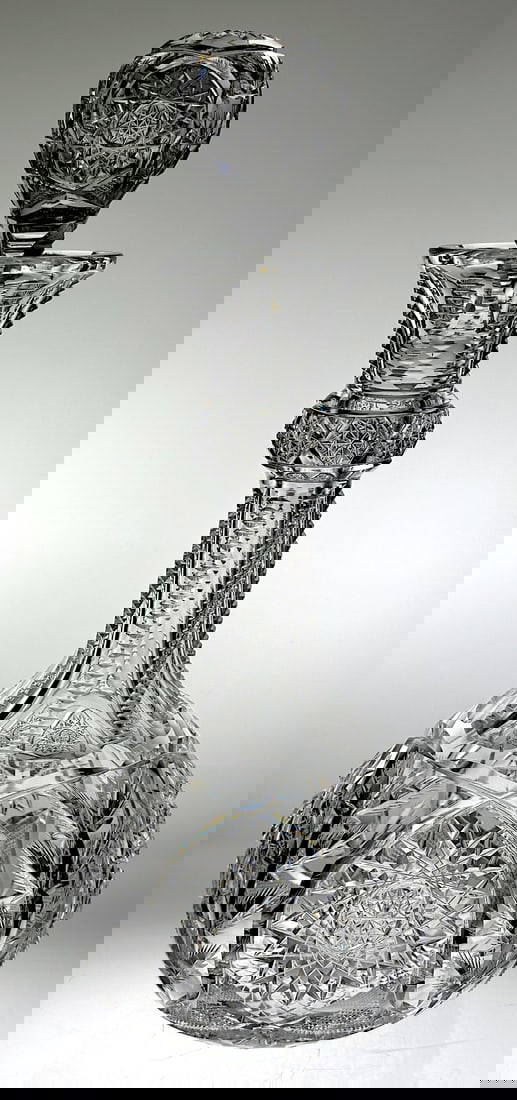 Bergen Thistle Cut Glass Decanter With Pattern Cut Stopper Auction