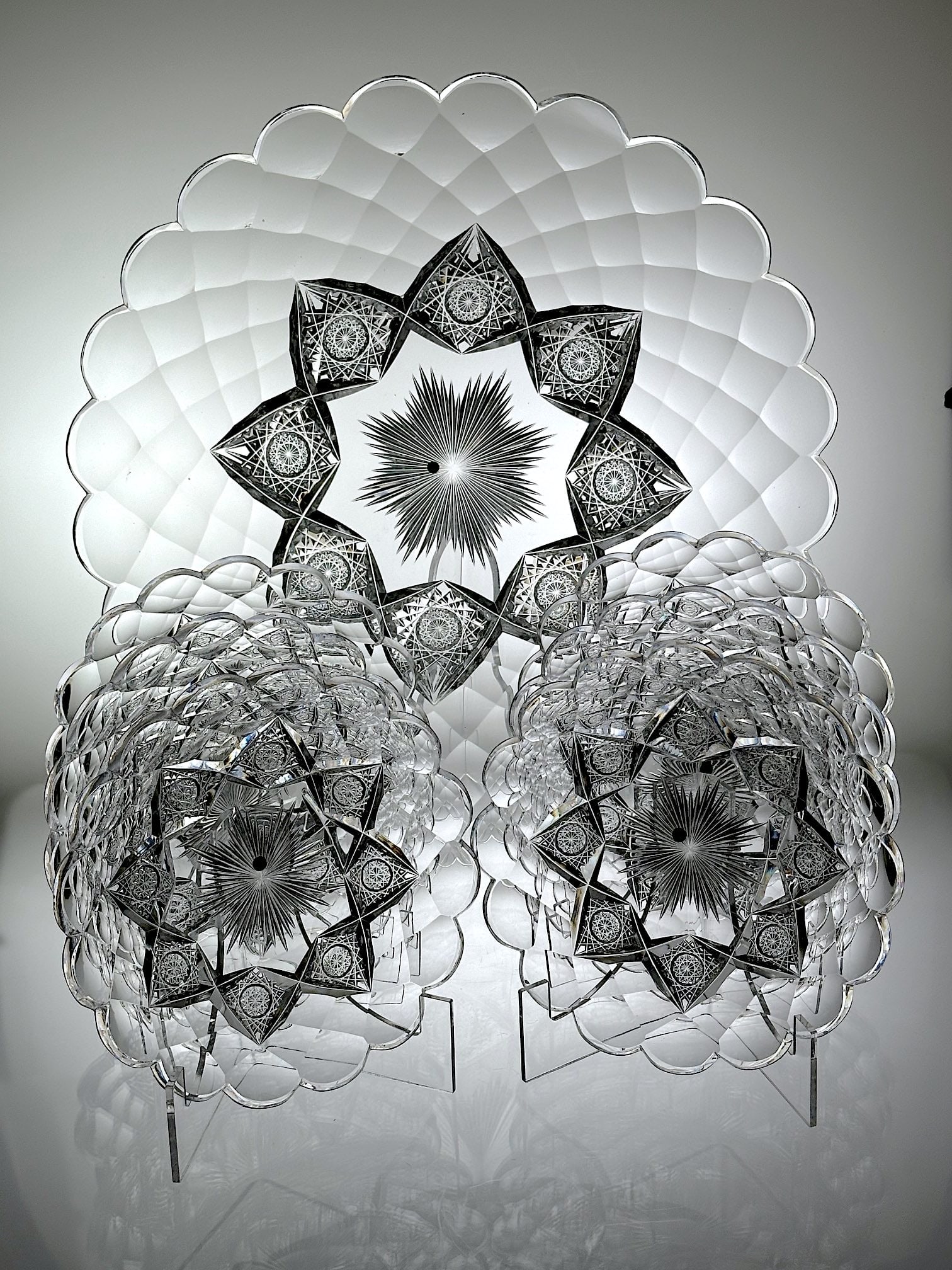 Signed Sinclaire Salem Cut Glass 7 Pc. Ice Cream Set Auction